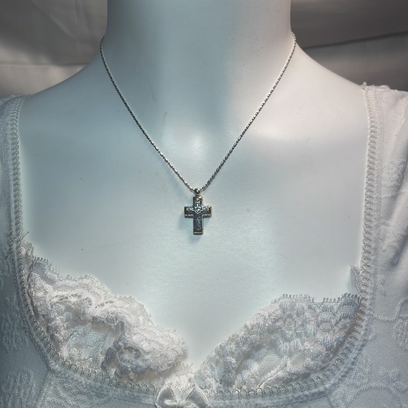 Brighton | Jewelry | Brighton Silver And Gold Cross Necklace | Poshmark